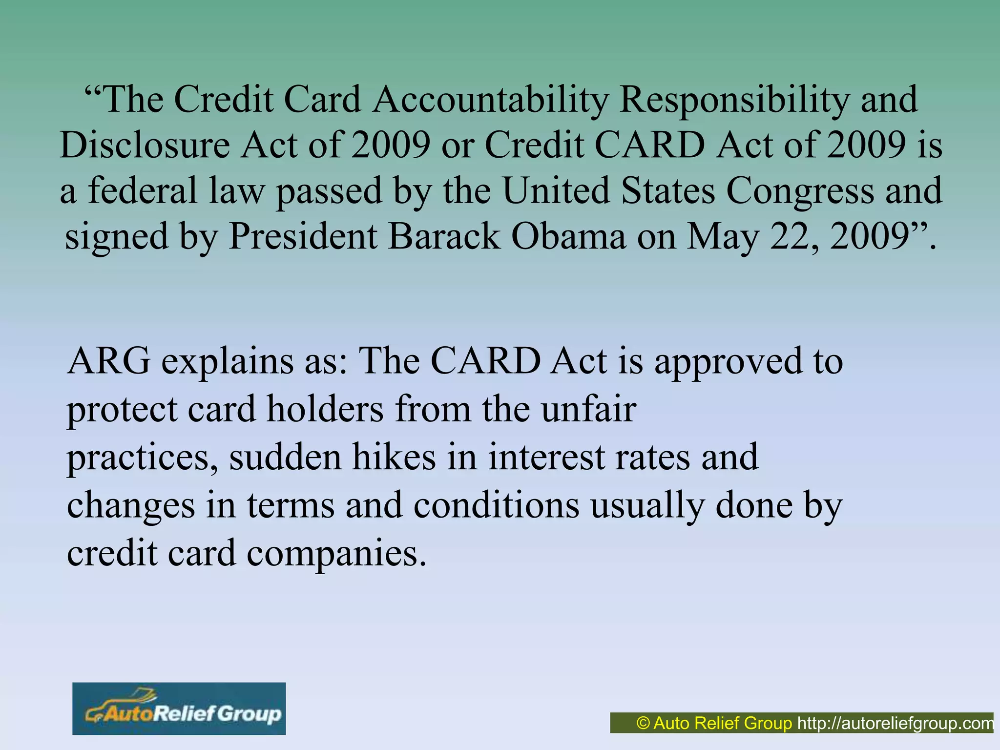 What is card act? | PPT