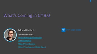 What's Coming in C# 9.0 | PPT