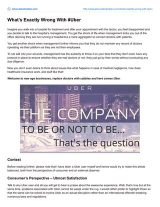 Whats exactly wrong with Uber - Legal Issues in Marketplace Services ...