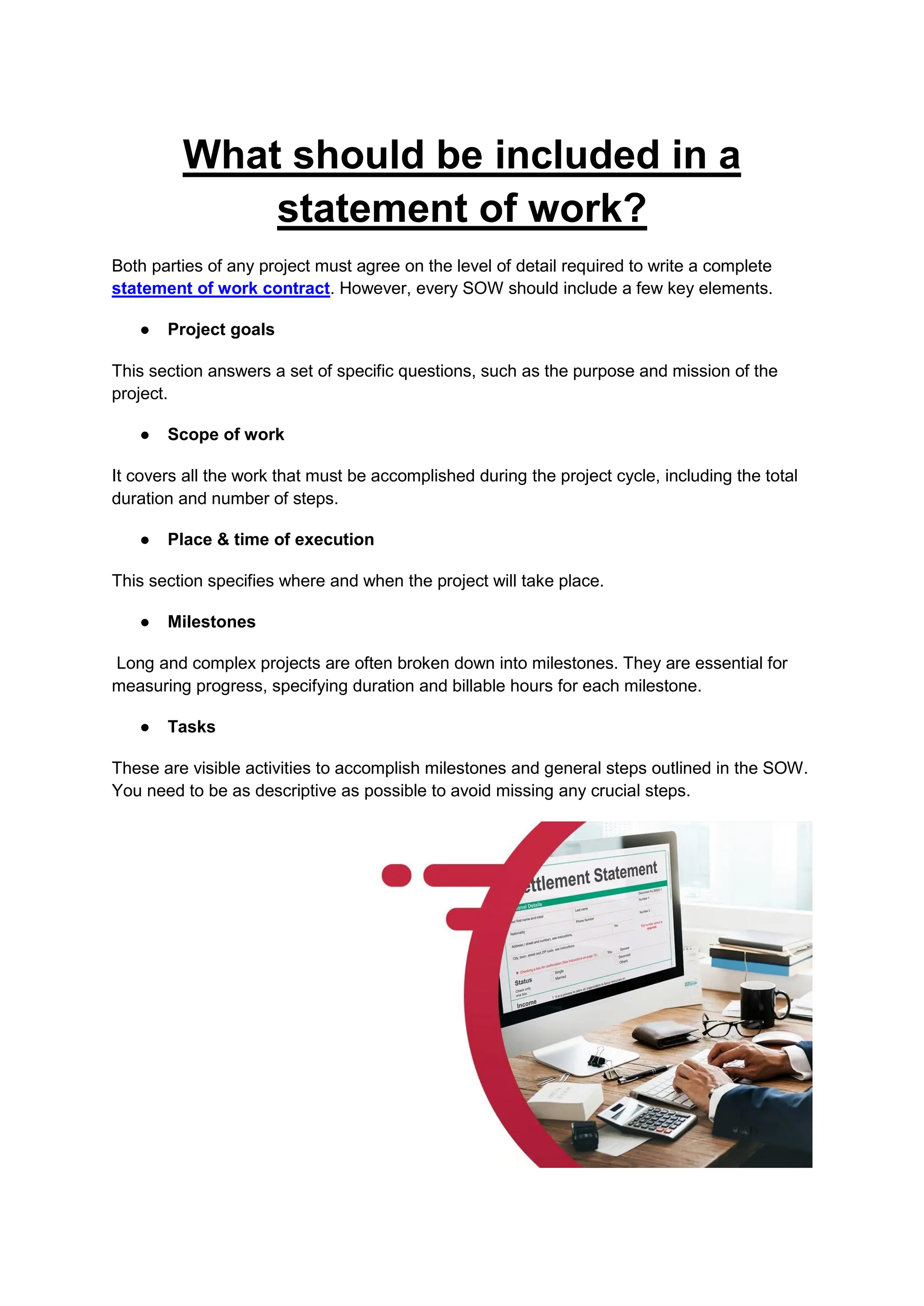 What should be included in a statement of work | PDF