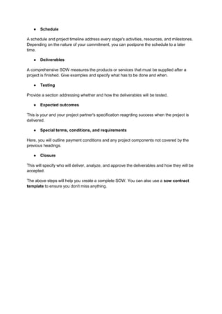 What should be included in a statement of work | PDF