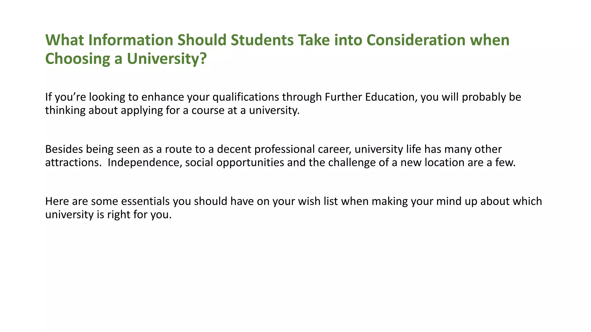 Choosing your University | PPTX