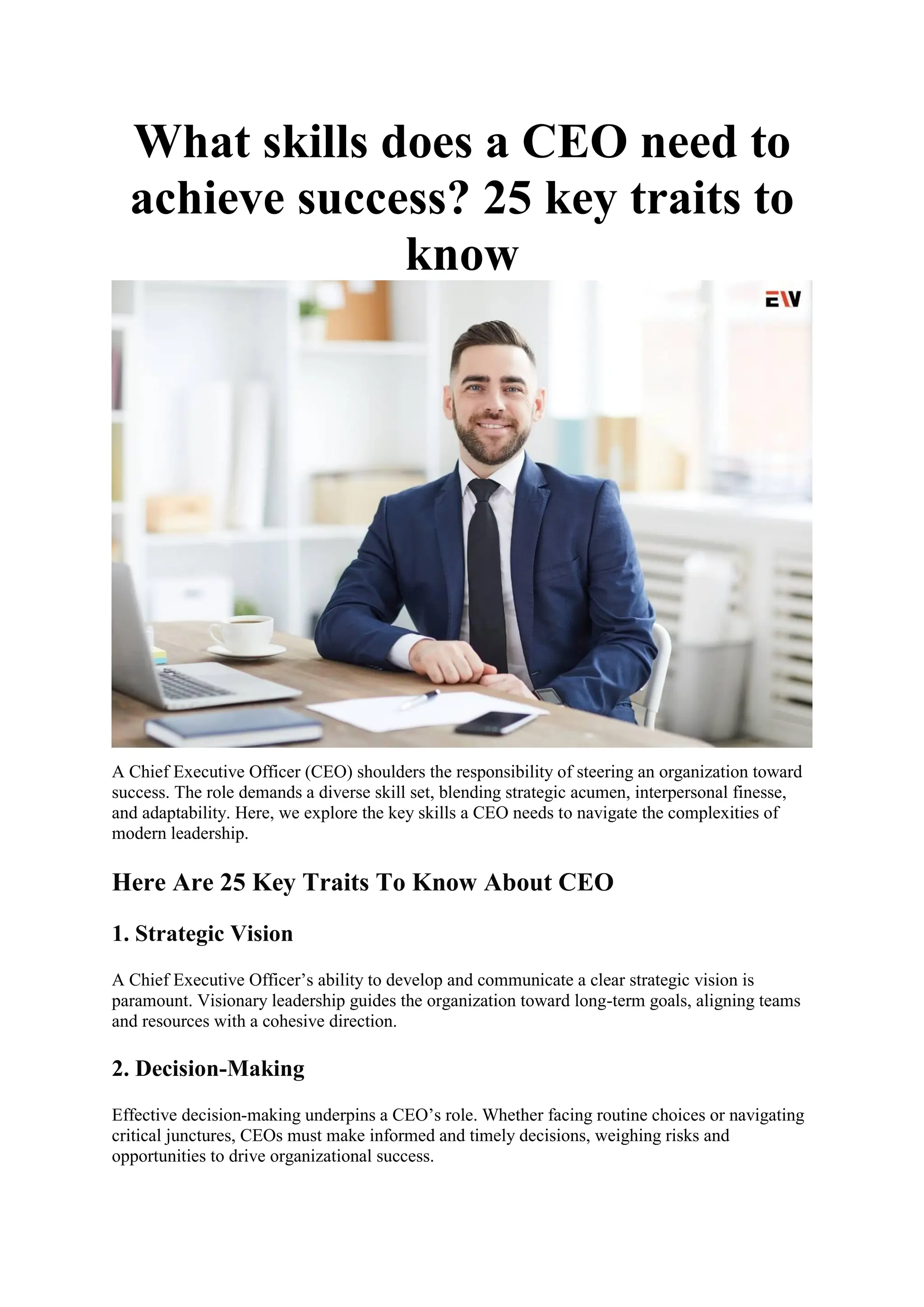 Chief Executive Officer: 25 key traits to know | Enterprise Wired | PDF
