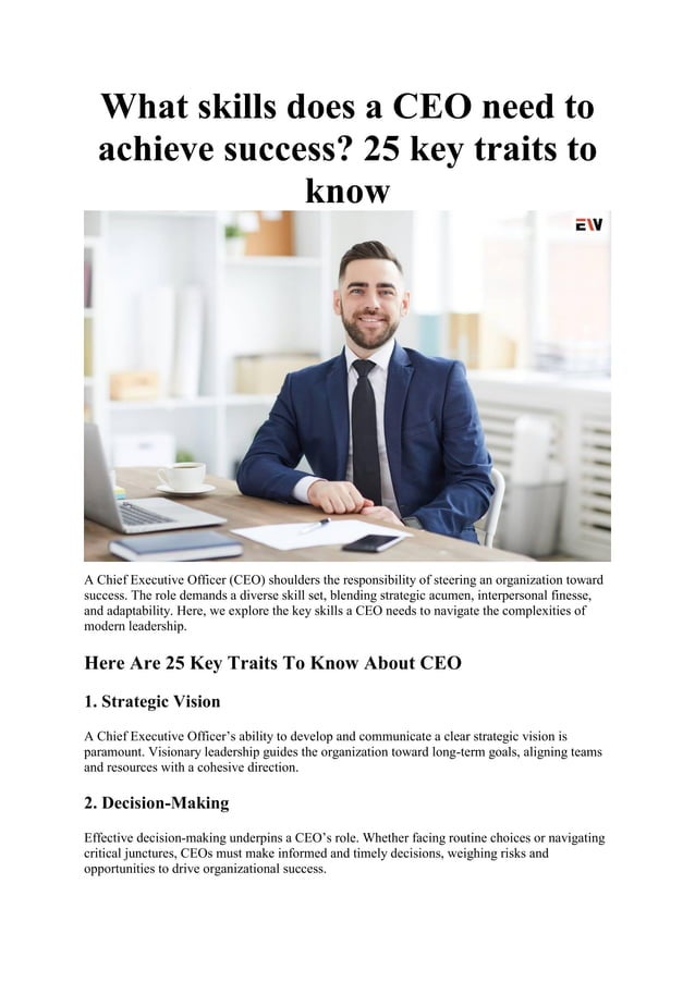Chief Executive Officer: 25 key traits to know | Enterprise Wired | PDF