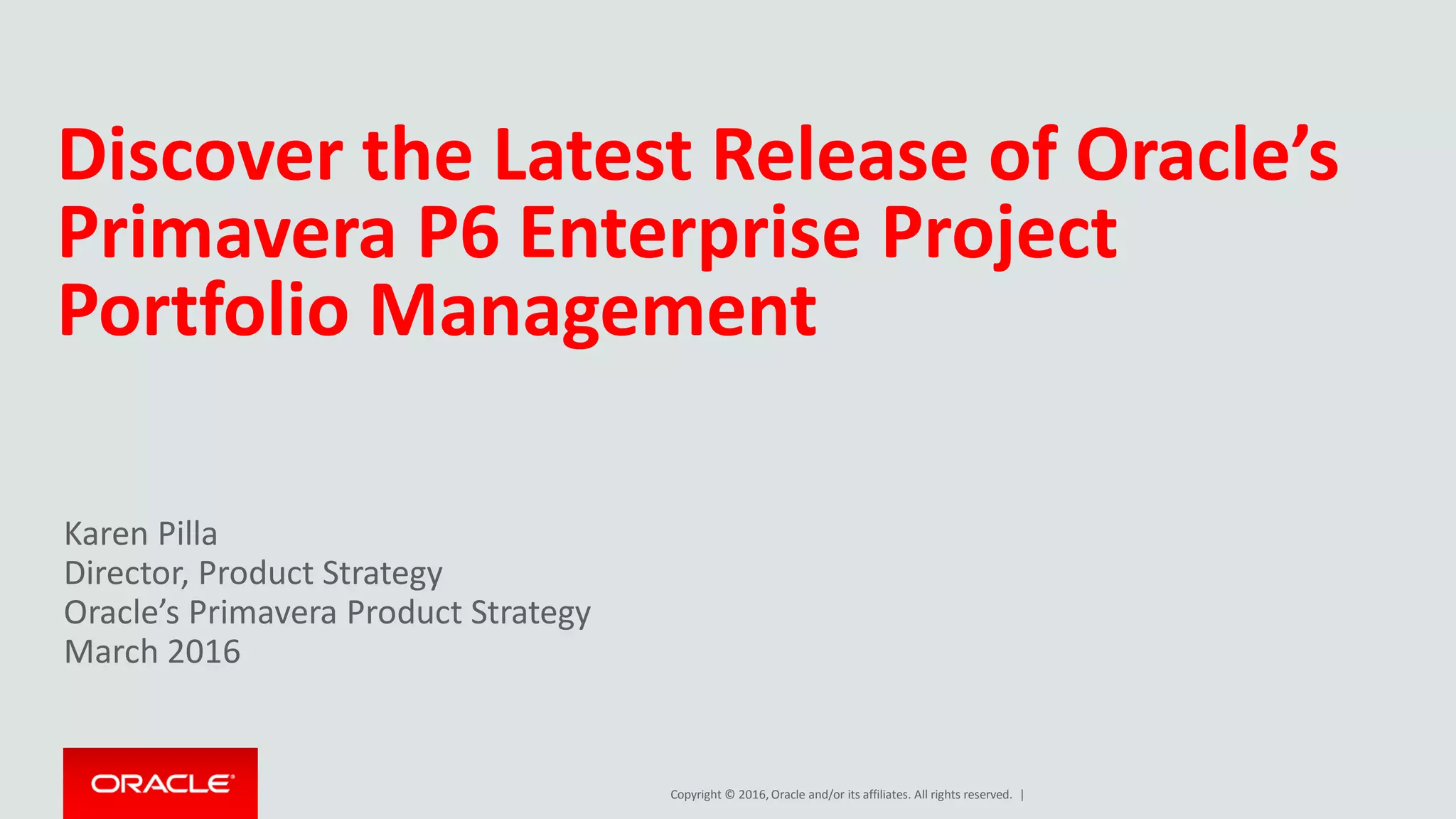 Oracle Primavera P6 16.1 Released - Everything You Need To Know | PDF
