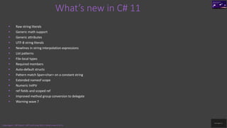 What's new in C# 11 | PPTX | Programming Languages | Computing