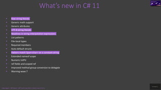 What's new in C# 11 | PPTX | Programming Languages | Computing