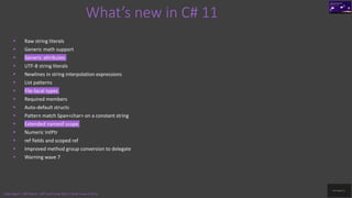 What's new in C# 11 | PPTX | Programming Languages | Computing