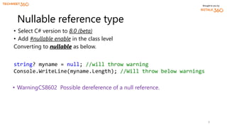 What's new in C# 8.0 (beta) | PPTX | Programming Languages | Computing