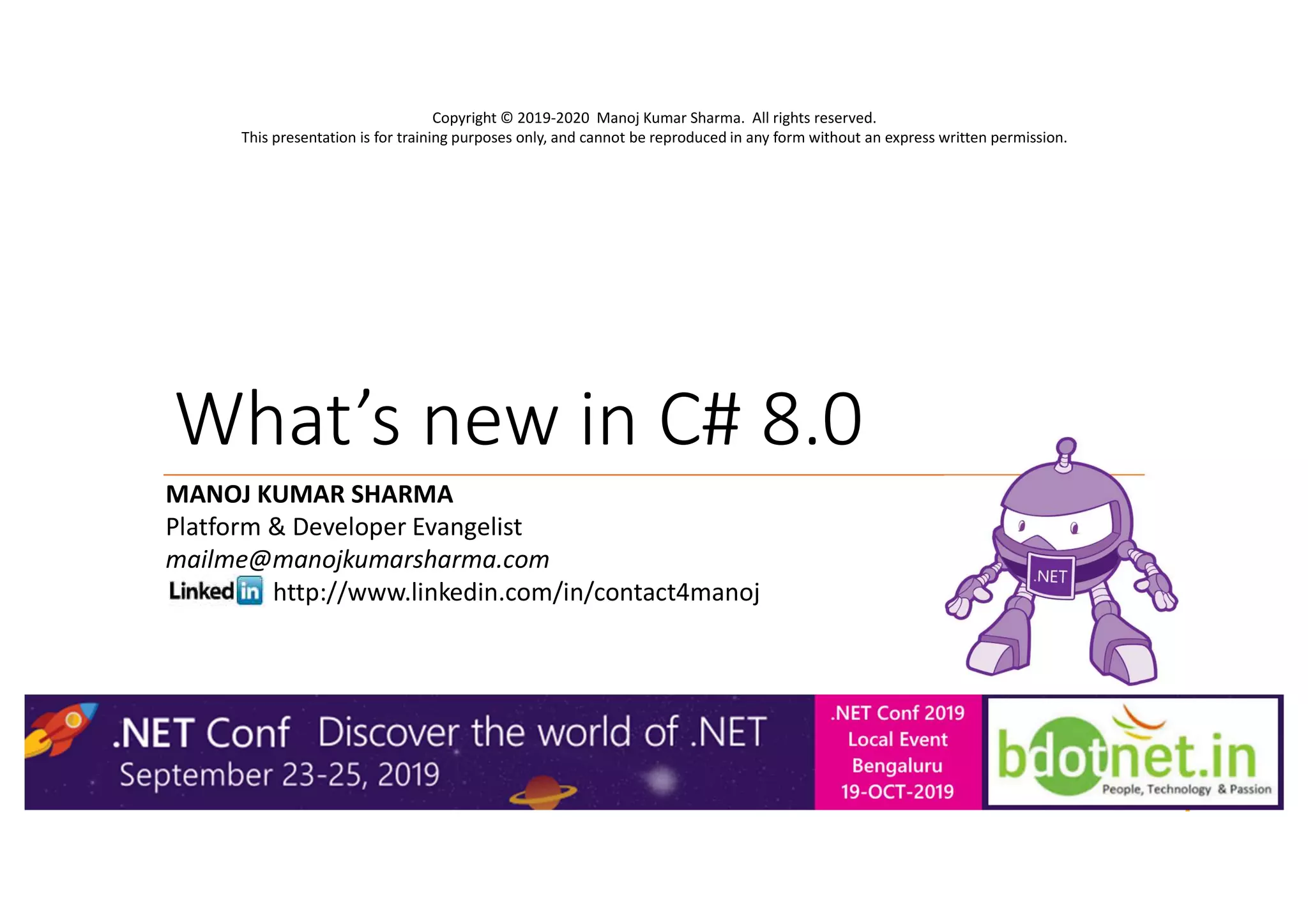 Whats Newi in C# 8.0 | PPT
