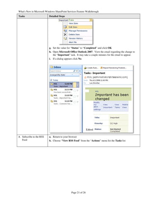 Whats New In Microsoft Windows Share Point Services Feature Walkthrough | PDF