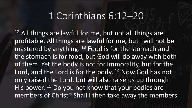 Whats on the menu 1 Corinthians 6:12-28 | PPTX