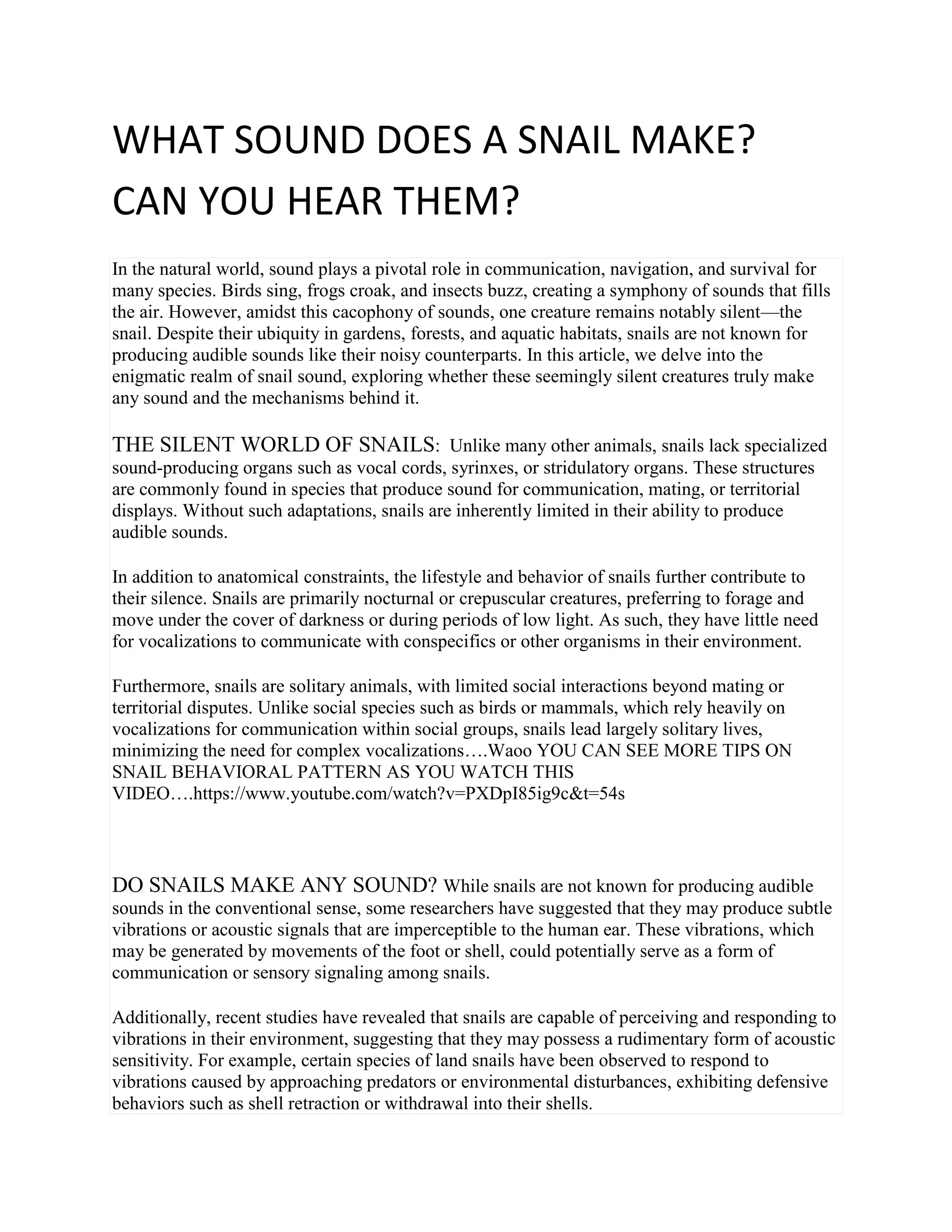 WHAT SOUND DOES A SNAIL MAKE? CAN YOU HEAR THEM?docx | DOCX