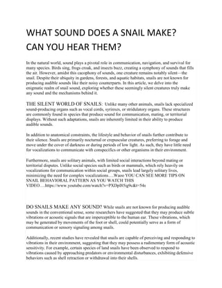 WHAT SOUND DOES A SNAIL MAKE? CAN YOU HEAR THEM?docx | DOCX