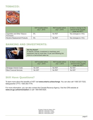 What's taxable under the hst and what's not -ontario | PDF