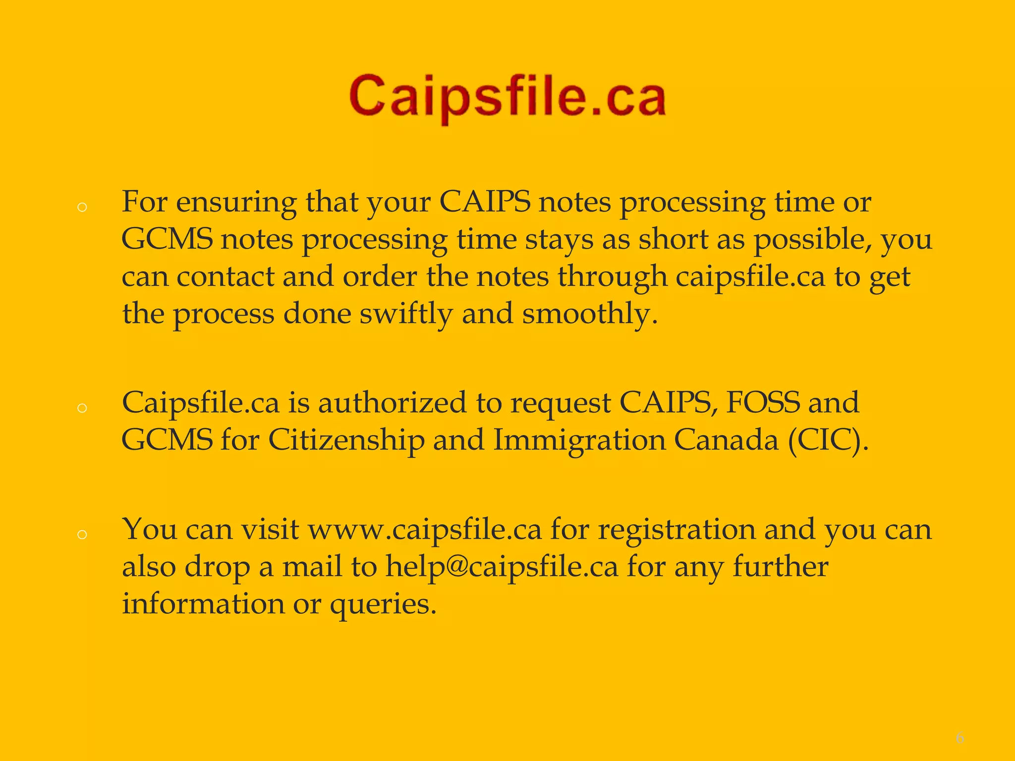 What's the caips foss gcms notes processing time | PPTX