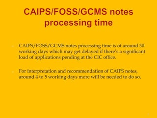 What's the caips foss gcms notes processing time | PPTX
