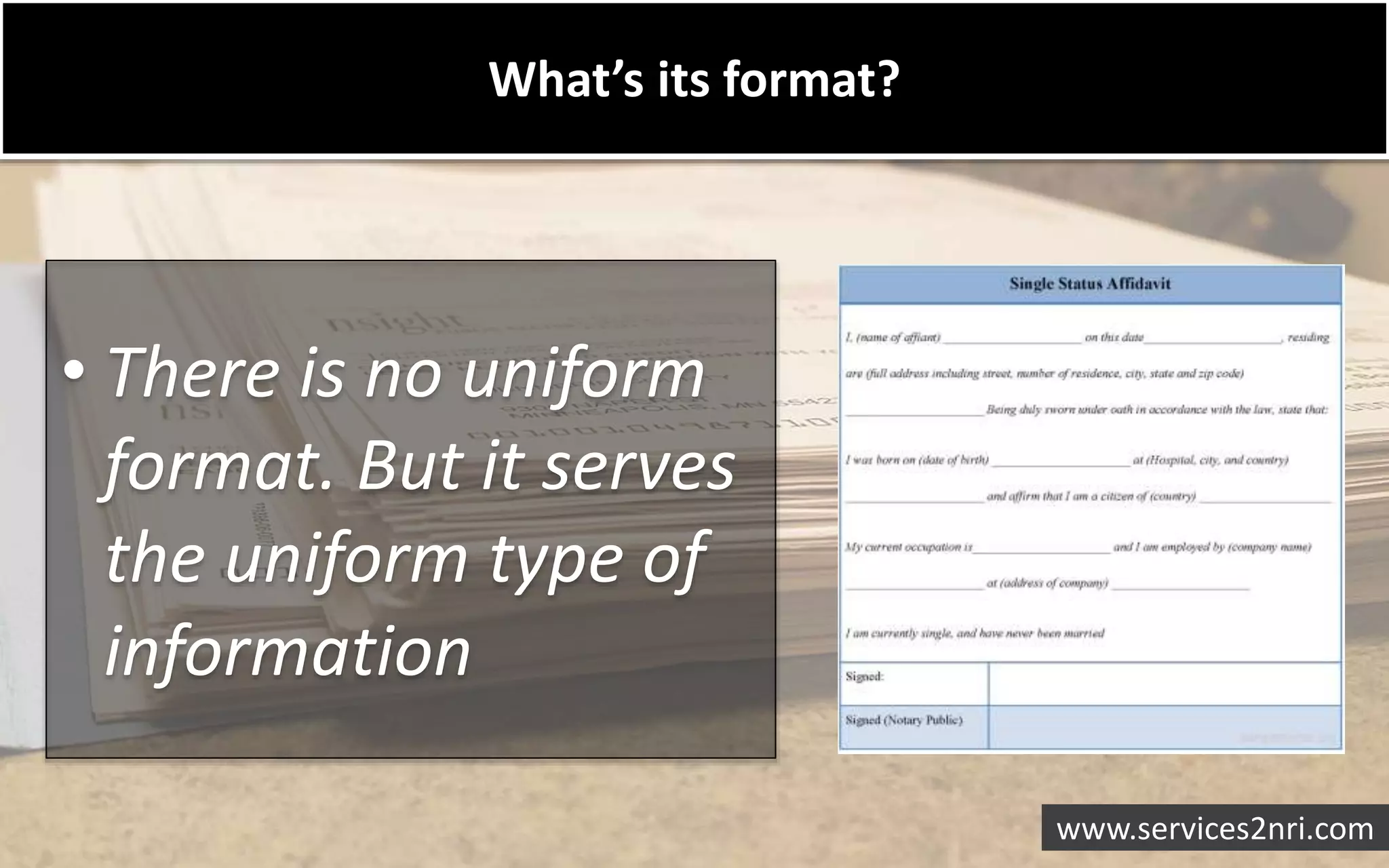 What’s the format of single status certificate india | PPTX