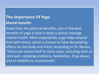 WHAT’S THE IMPORTANCE OF YOGA IN OUR LIFE? | PPTX