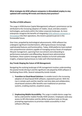 What strategies do HCM software companies in Ahmedabad employ to stay ...