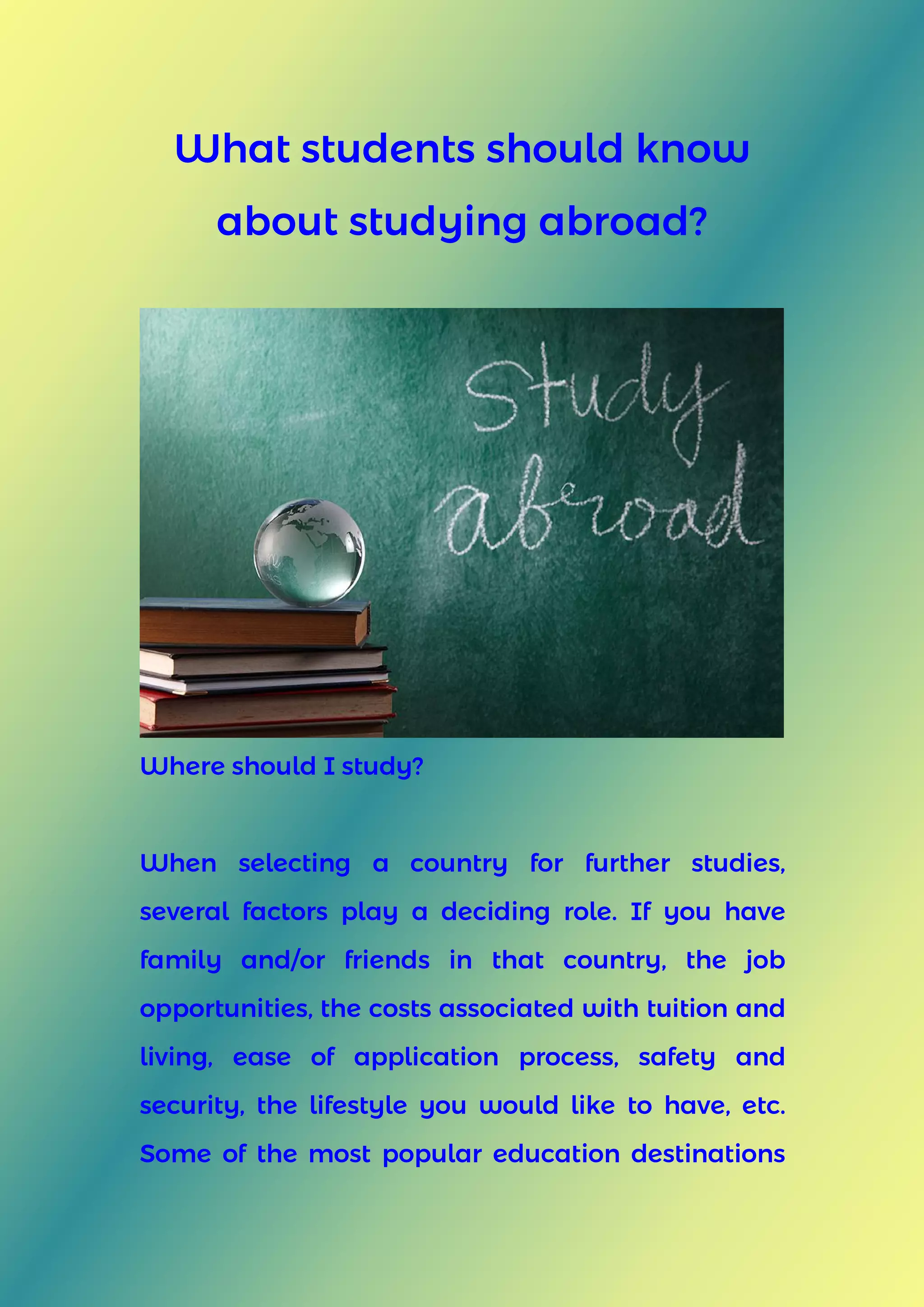 What students should know about studying abroad? | PDF