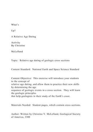 What’s Up A Relative Age Dating Activity By Chr.docx