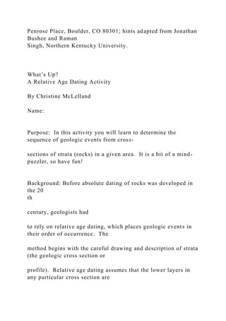 What’s Up A Relative Age Dating Activity By Chr.docx