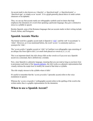 What's Up With Spanish Accent Marks | PDF