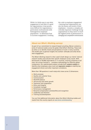 Mercer: What's Working Research on Employee Engagement | PDF