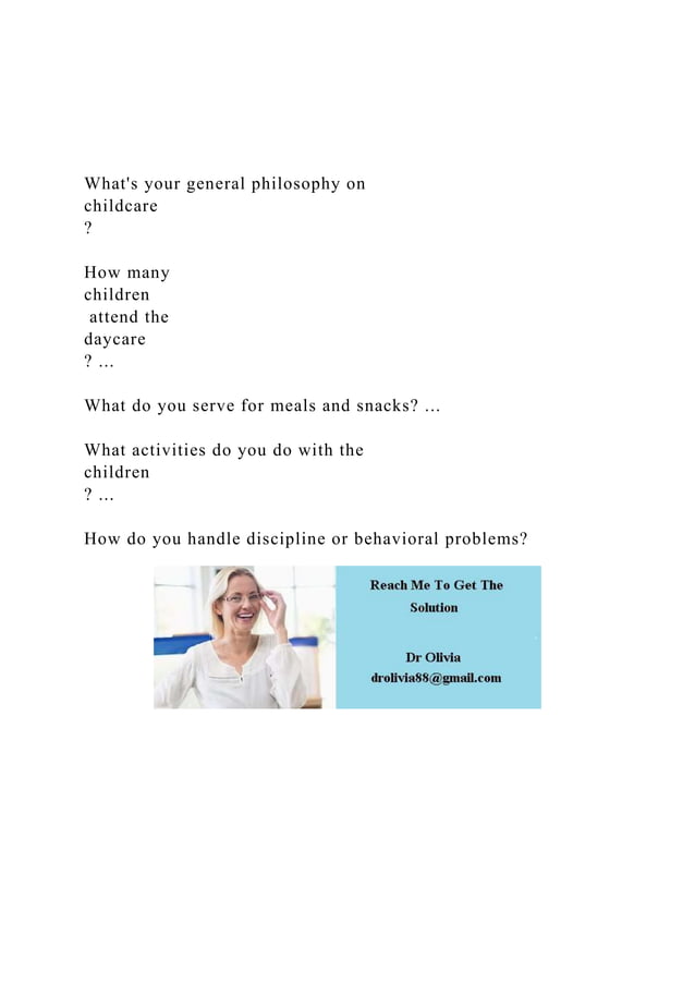 Whats your general philosophy on childcareHow many .docx