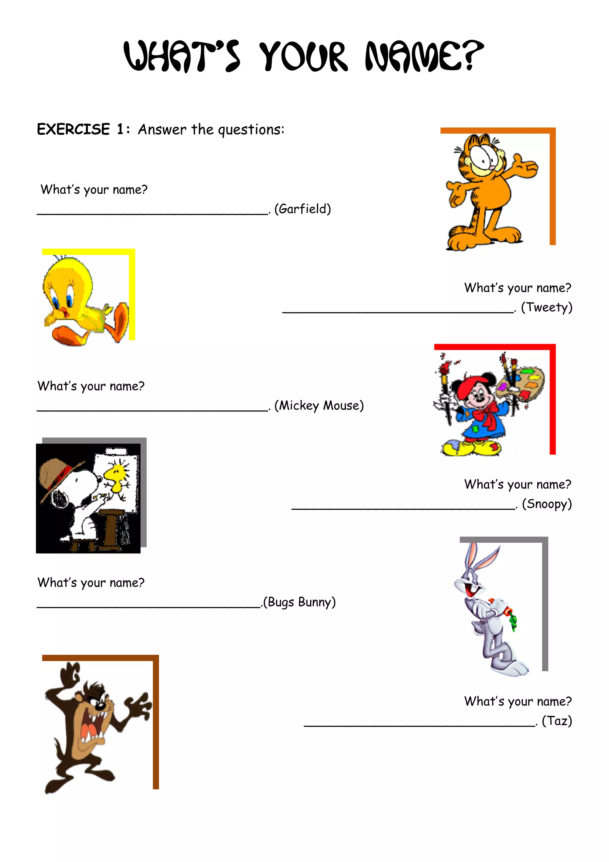 Whats Your Name Worksheet | PDF