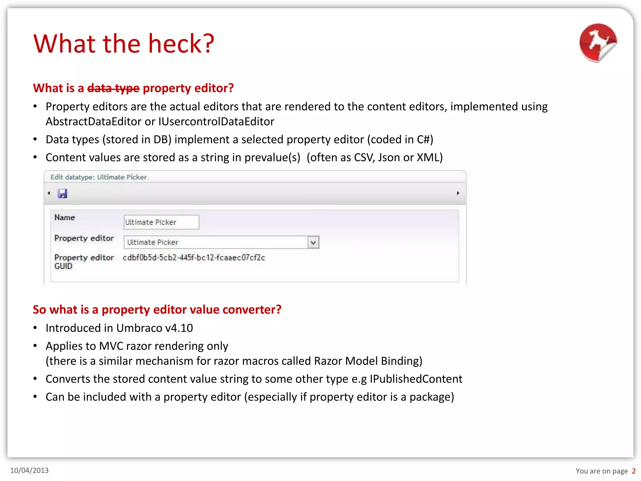 What the heck is a Umbraco property editor value converter? | PPT