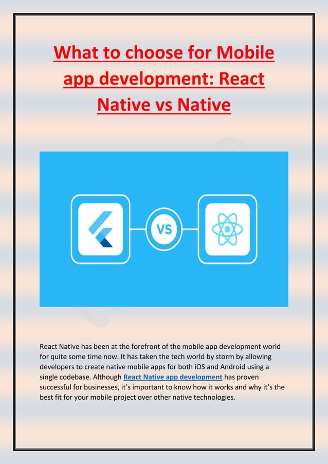 What To Choose For Mobile App Development React Native Vs Native Pdf