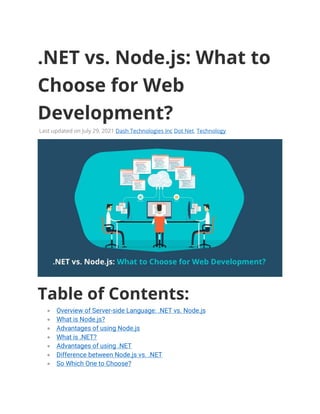 .NET vs. Node.js: What to Choose for Web Development | PDF | Web ...
