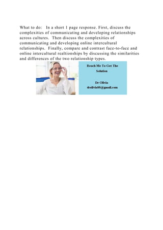 What to do In a short 1 page response. First, discuss the complex.docx