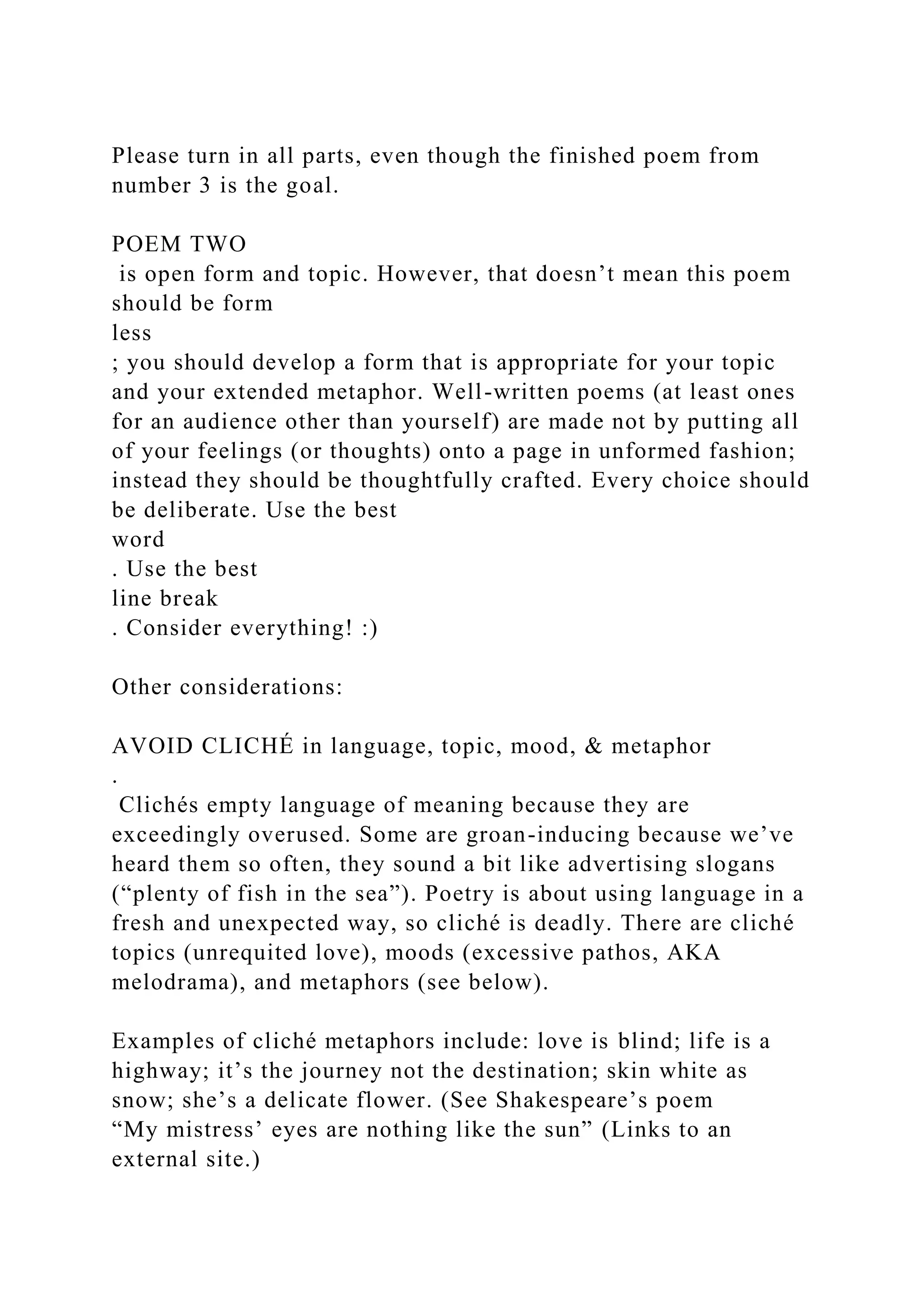 What to DoWrite two lyric poems, one conforming to a specif.docx