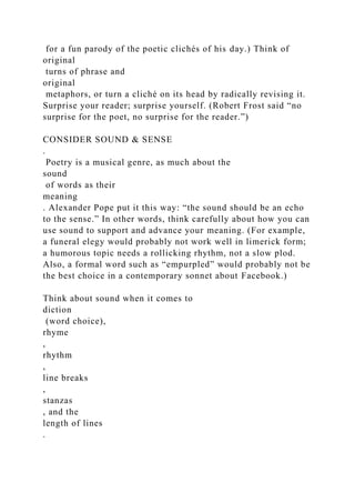 What to DoWrite two lyric poems, one conforming to a specif.docx