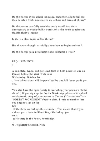 What to DoWrite two lyric poems, one conforming to a specif.docx