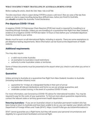 What to expect when traveling in Australia during covid | PDF