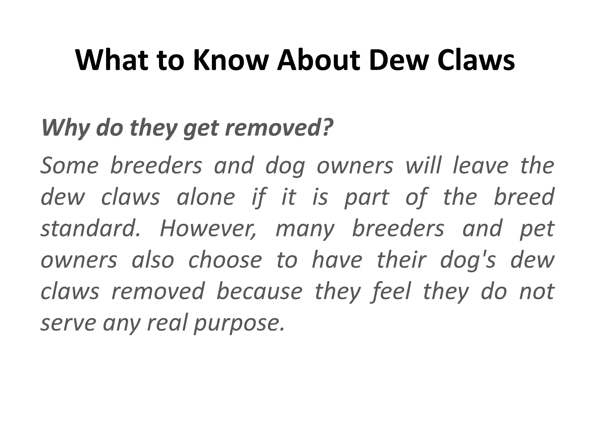 What to know about dew claws | PPT