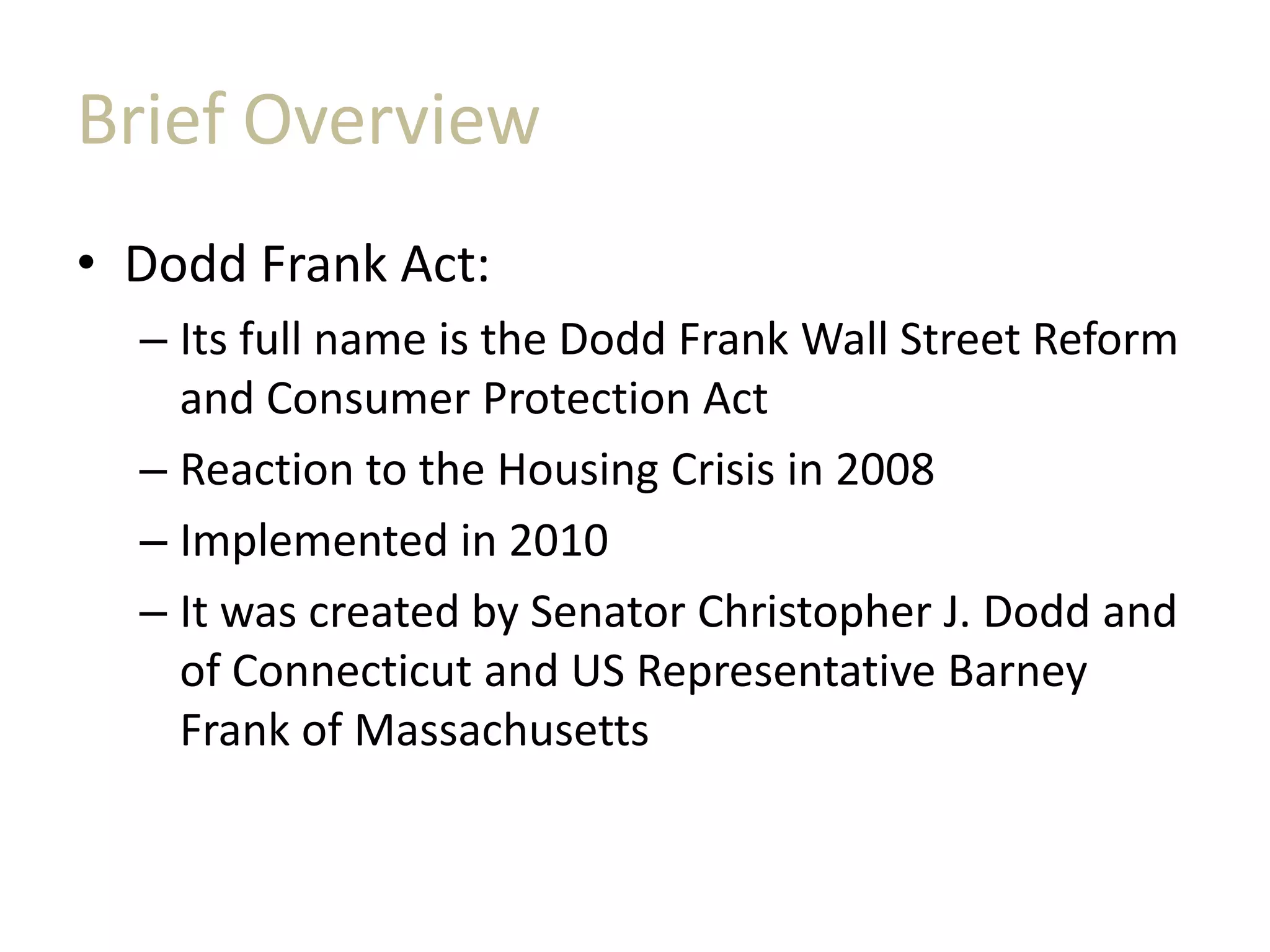 A Summary of the Dodd Frank Act and How it Affects Hedge Funds | PPTX