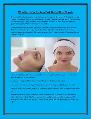 What to Look for in a Full Body Skin Check