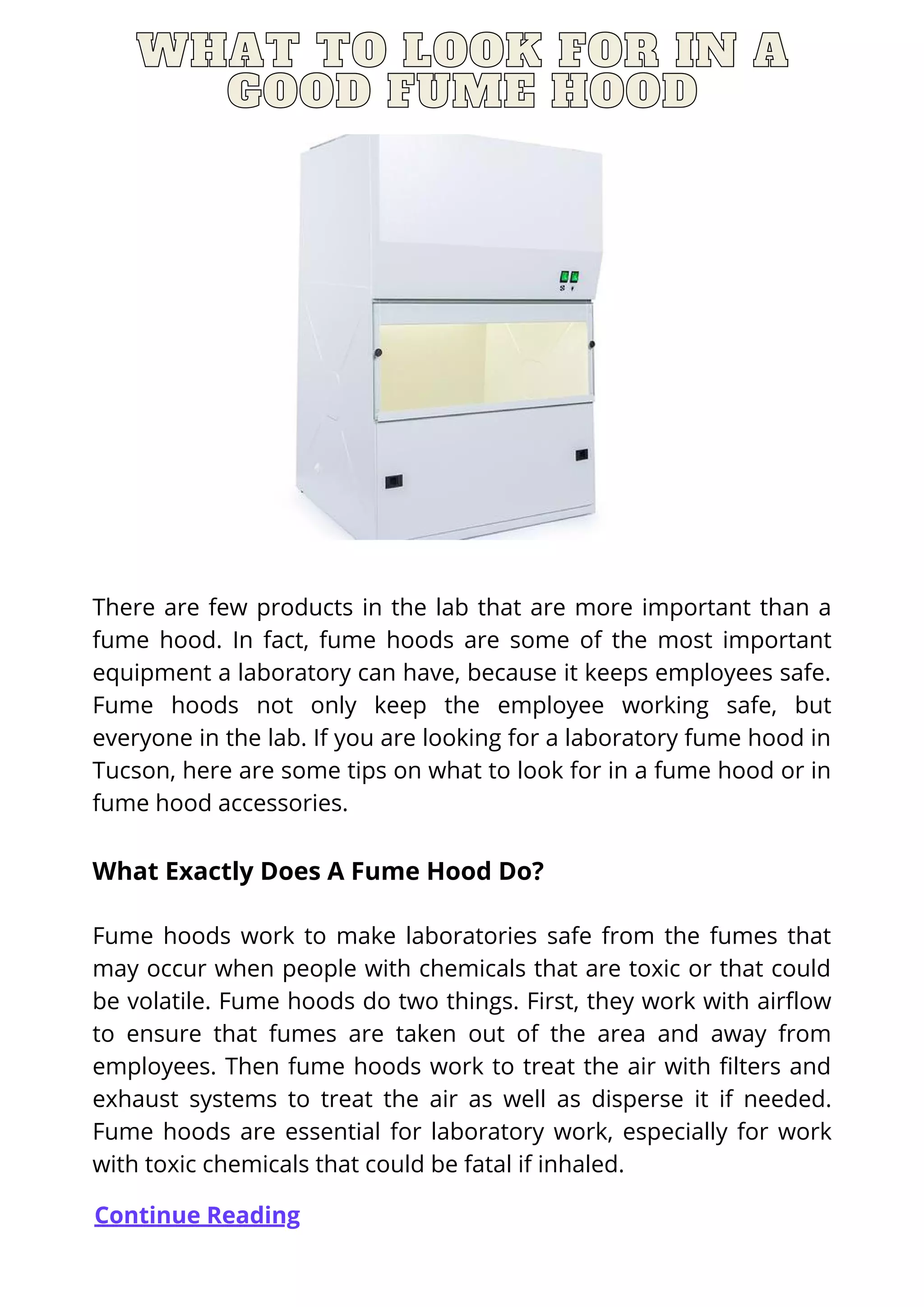 What to look for in a good fume hood | PDF