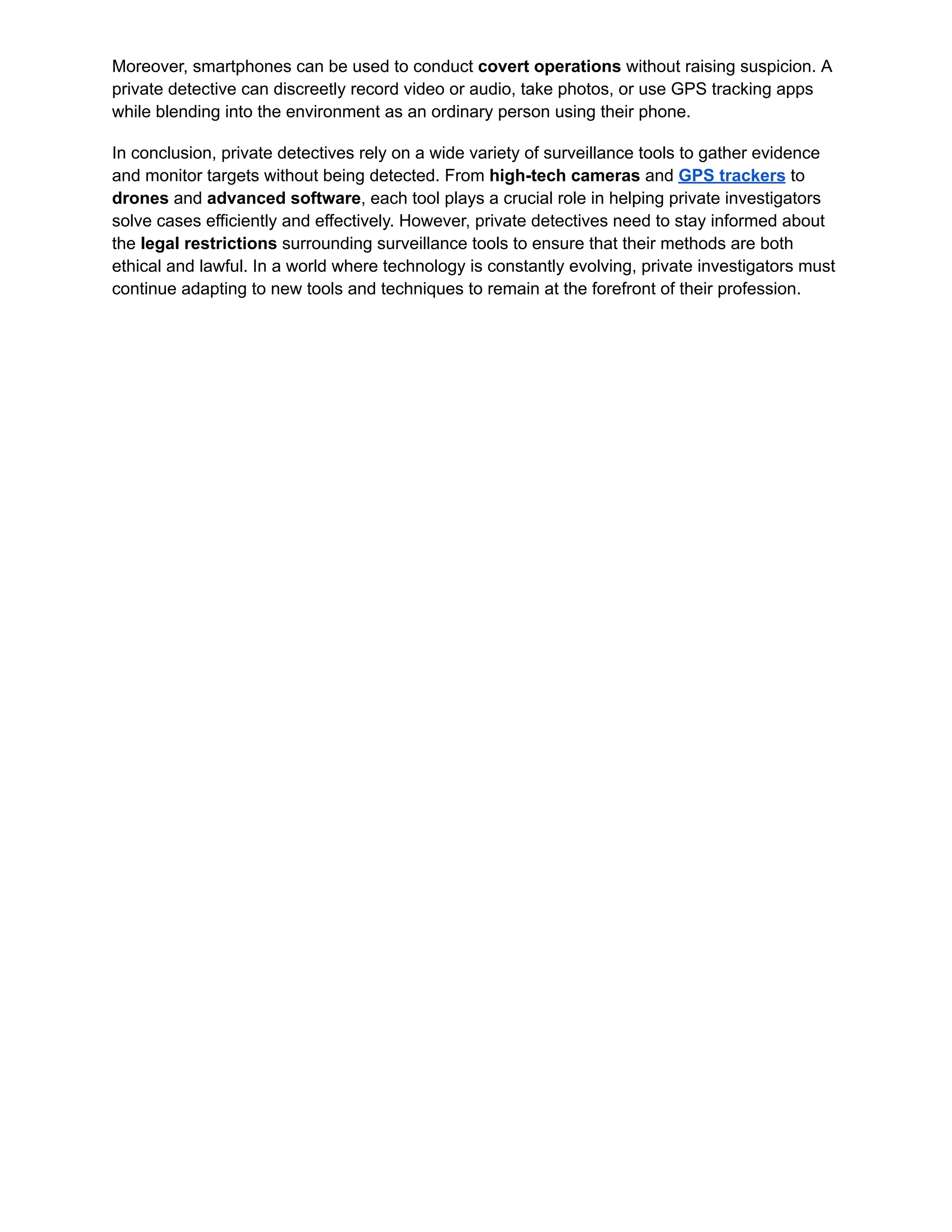 What Tools Do Private Detectives Use for Surveillance | PDF