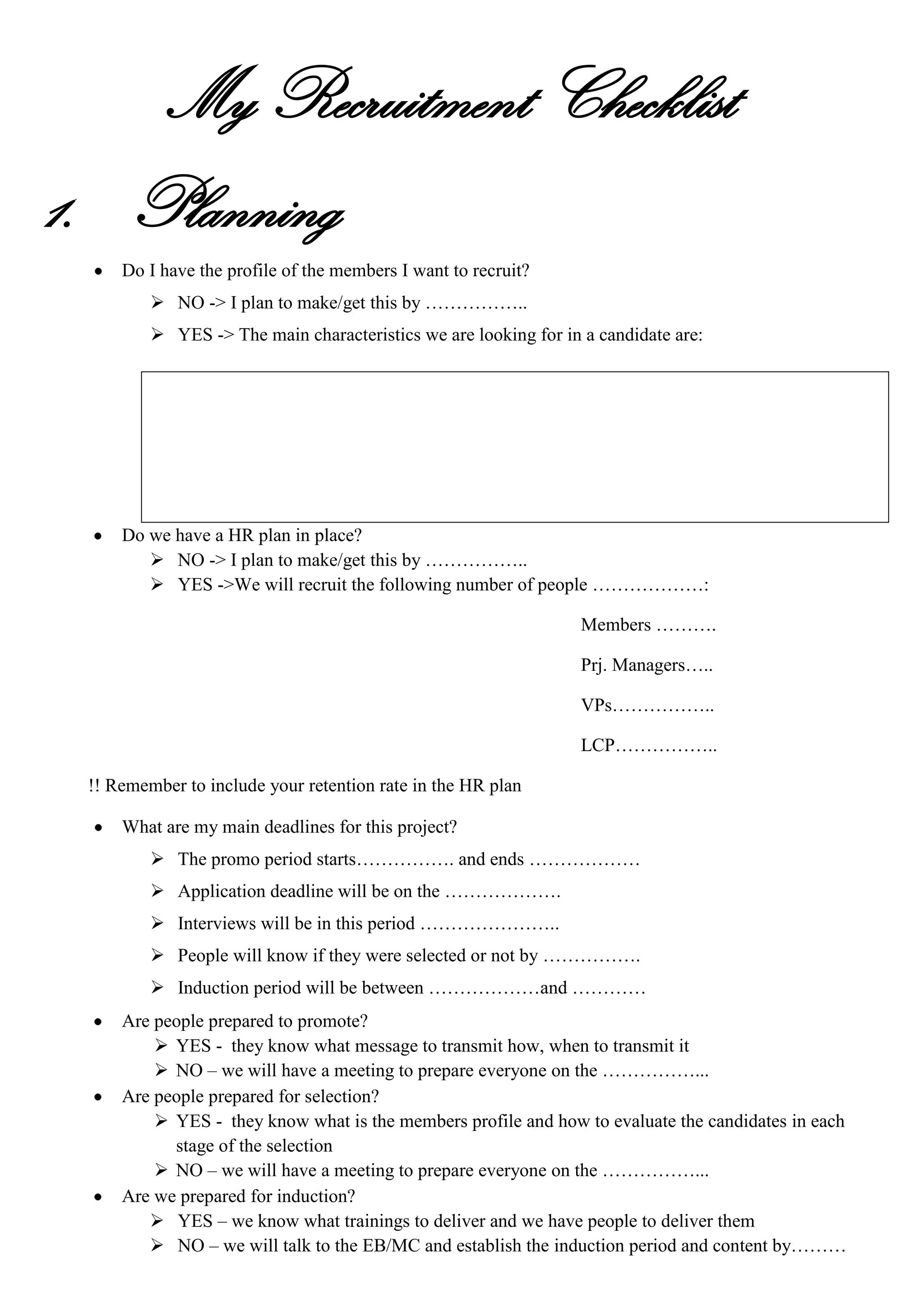 What to prepare before selection- my recruitment checklist | PDF