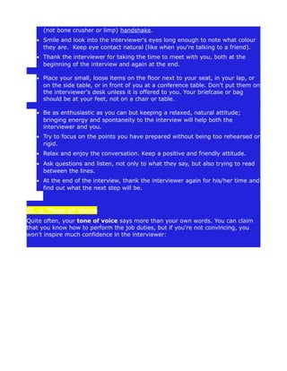 What to say, what to do during a job interview | PDF