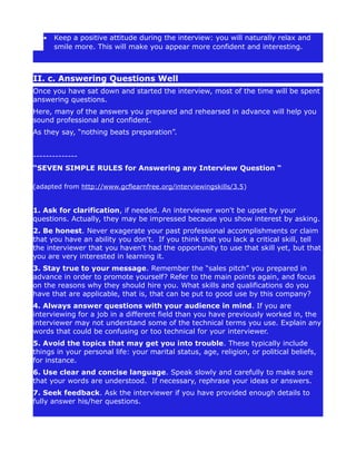 What to say, what to do during a job interview | PDF