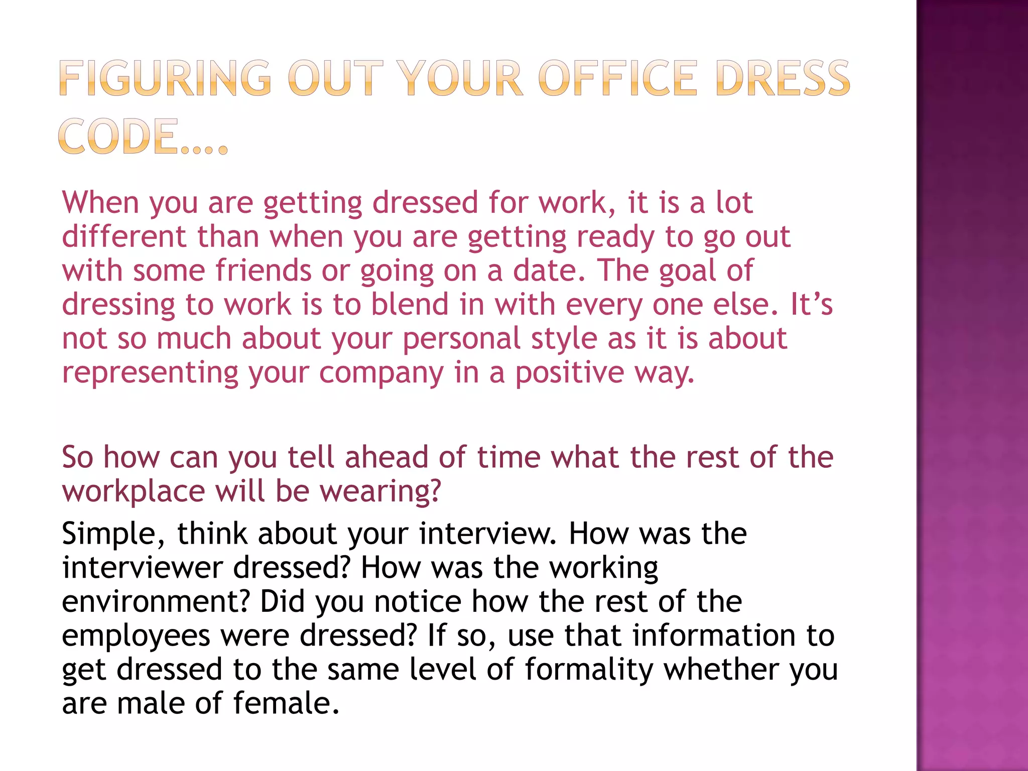 What to wear to work | PPTX