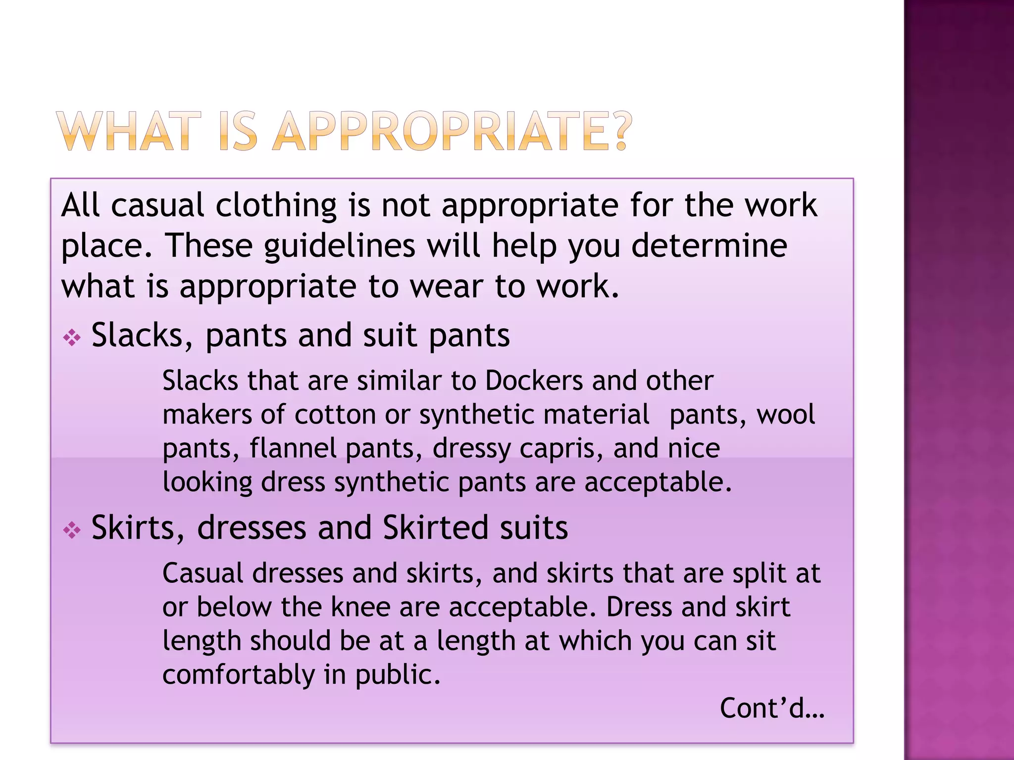 What to wear to work | PPTX