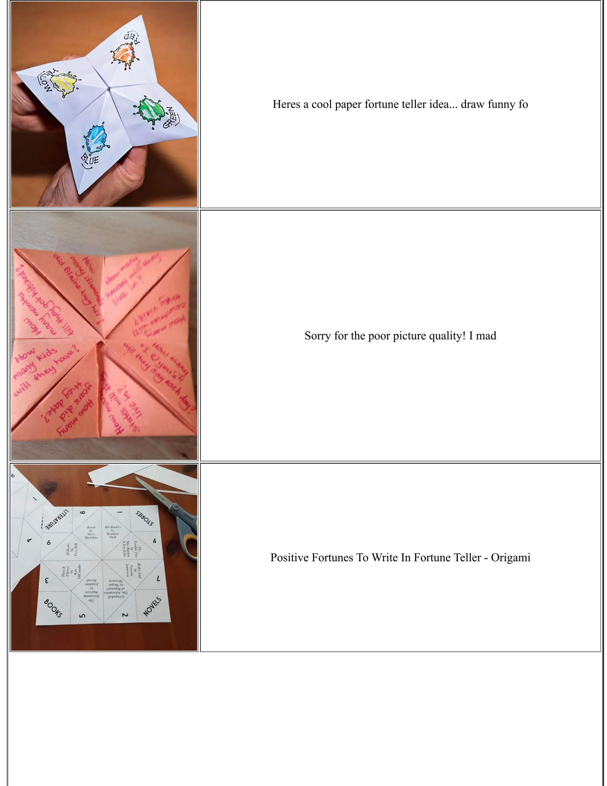What To Write On A Paper Fortune Teller | PDF